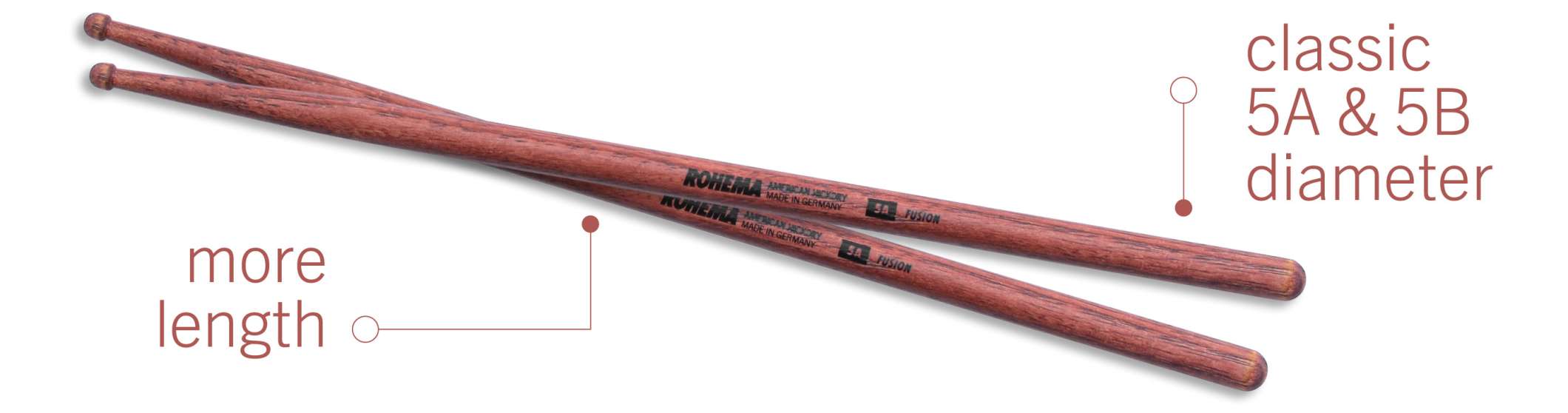 5B Fusion Drumsticks | Fusion Series | Top Grip | ROHEMA | Rohema